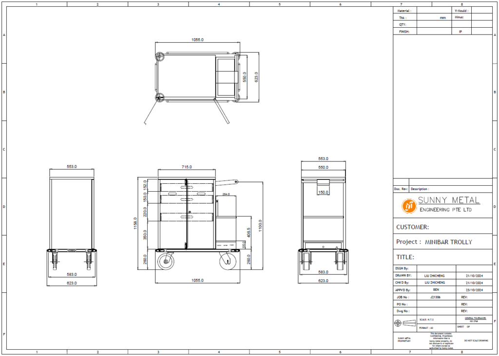 Motorized Trolley Electric Mini Bar Cart | Singapore